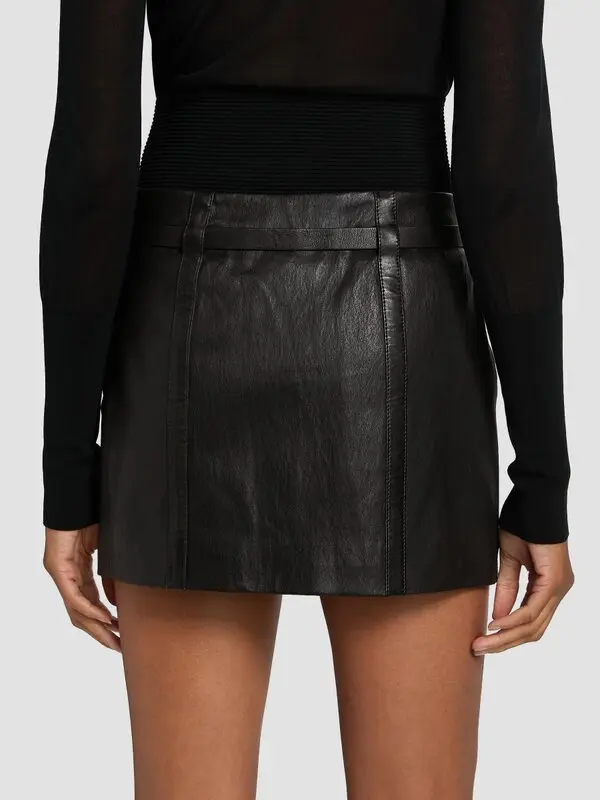 FRAME Leather Belted Miniskirt