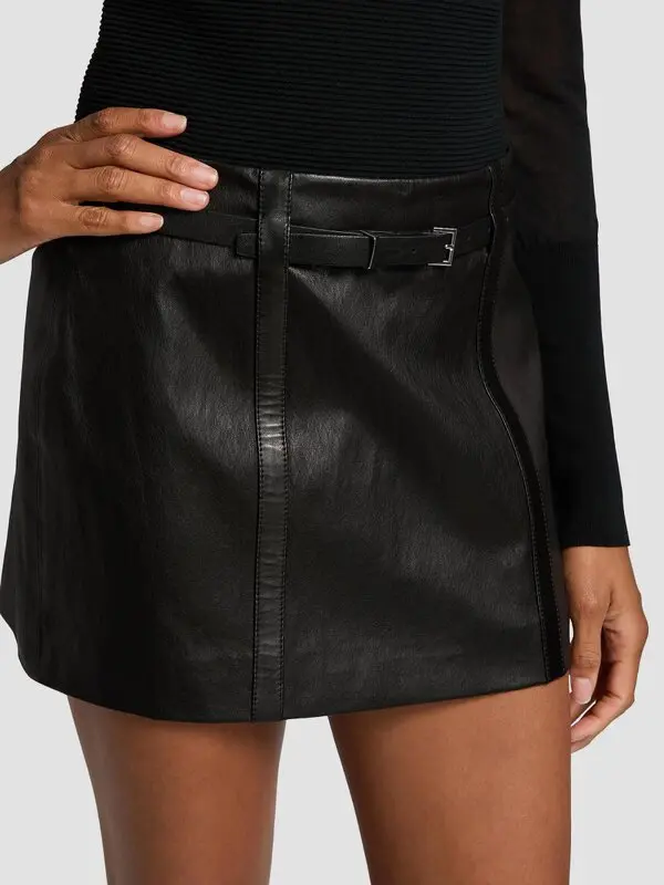 FRAME Leather Belted Miniskirt
