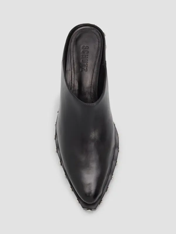 Schutz Taylor 30mm Studded Leather Mules - Black