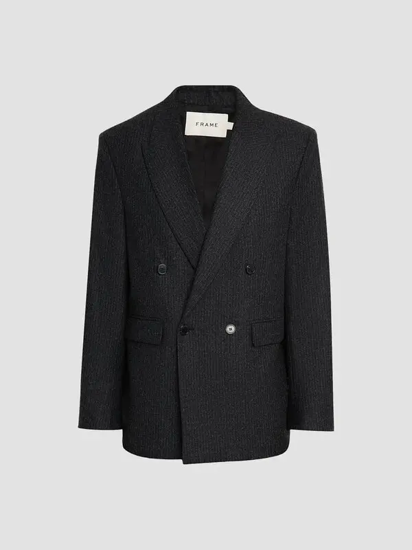 FRAME Pinstripe Wool-blend Double-breasted Blazer