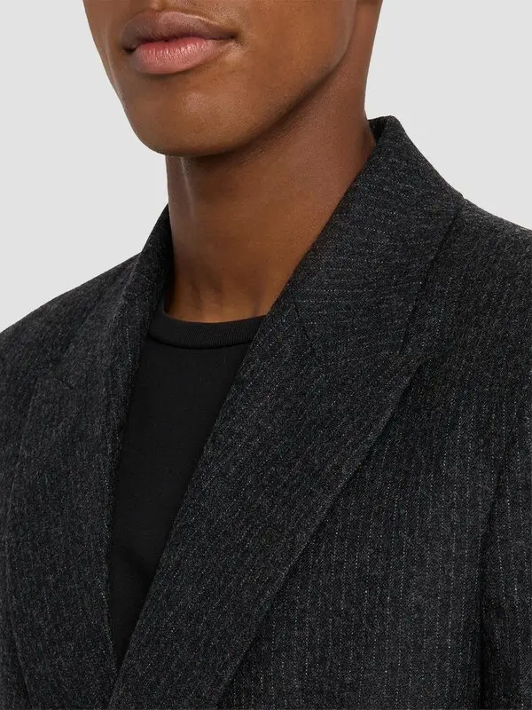 FRAME Pinstripe Wool-blend Double-breasted Blazer