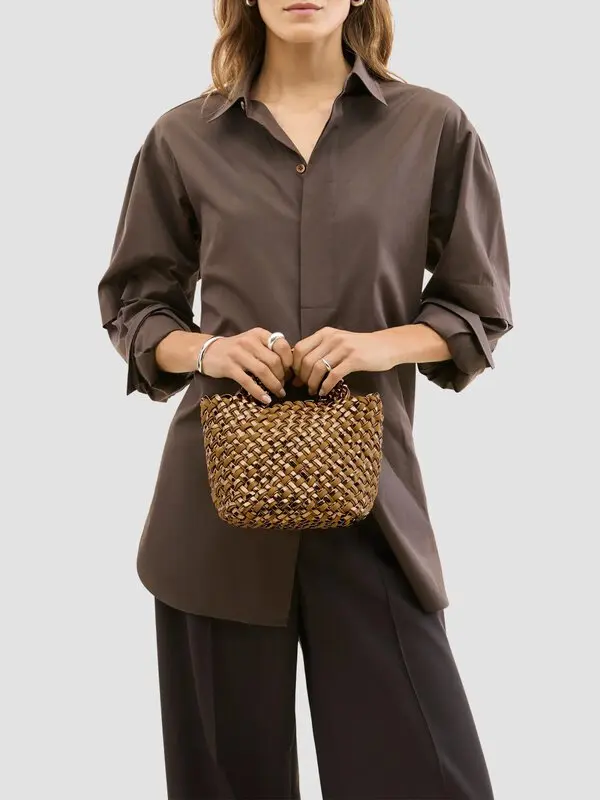 NAGHEDI St. Barths Petit Double Weave Top Handle Bag