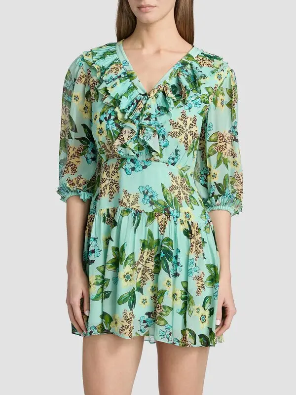 Saloni Susie Floral Ruffled Georgette Minidress