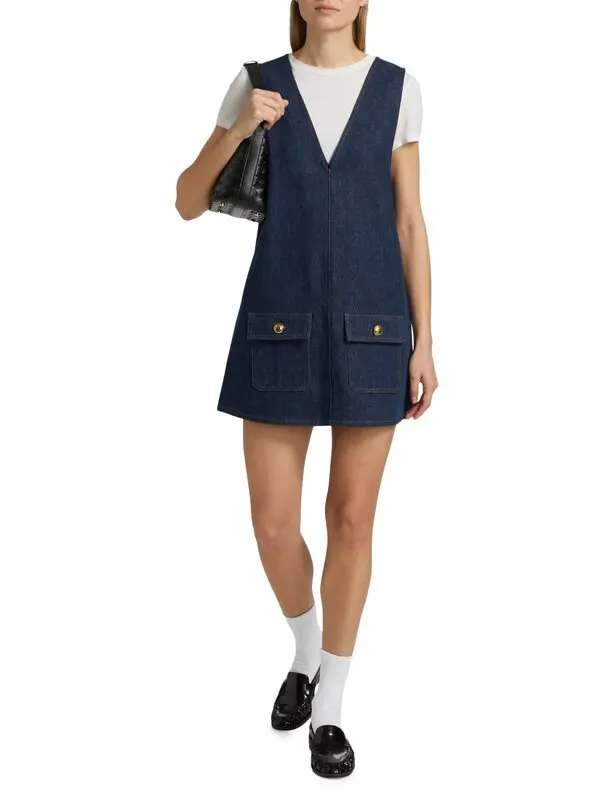FRAME The Pinafore Denim Minidress
