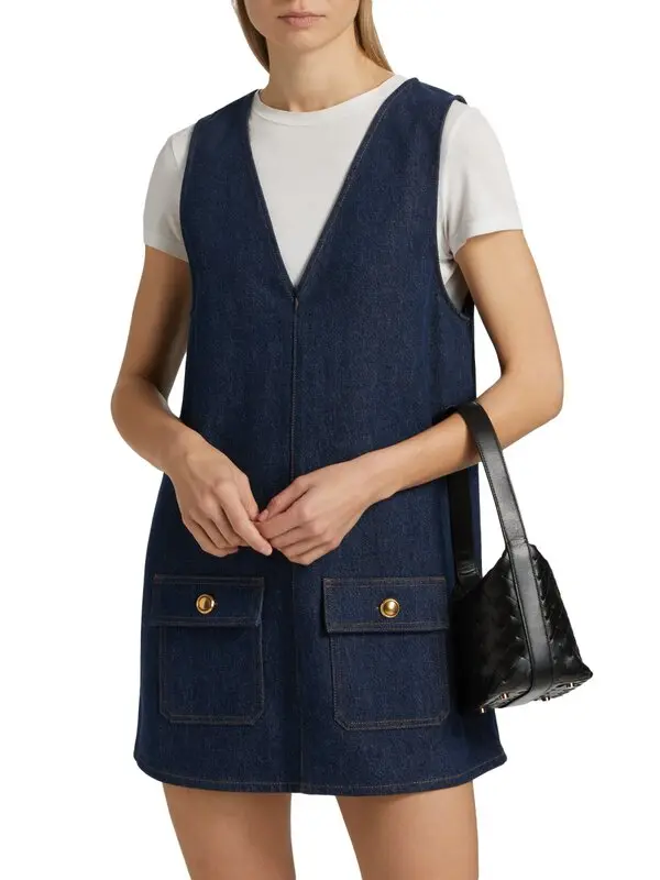 FRAME The Pinafore Denim Minidress