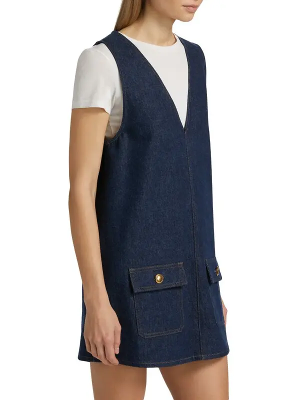 FRAME The Pinafore Denim Minidress