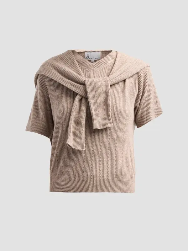 DH New York Jean Layered Knit Top - Sleet