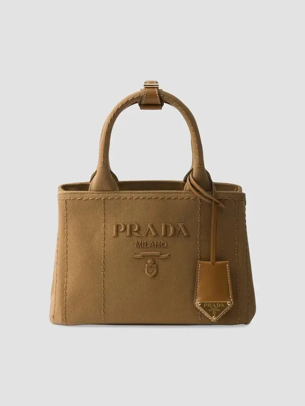 Prada Jardiniere Mini Cotton Canvas Top Handle Bag - Brown