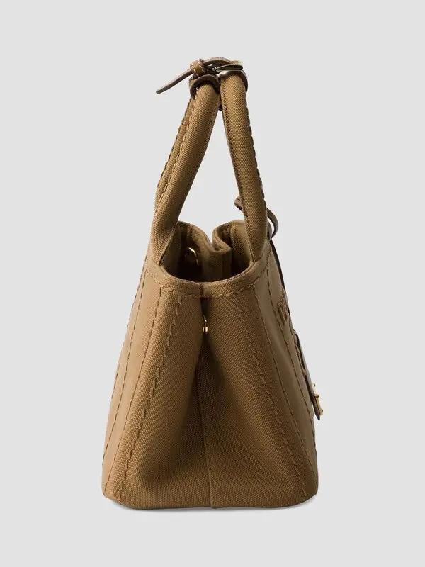 Prada Jardiniere Mini Cotton Canvas Top Handle Bag - Brown
