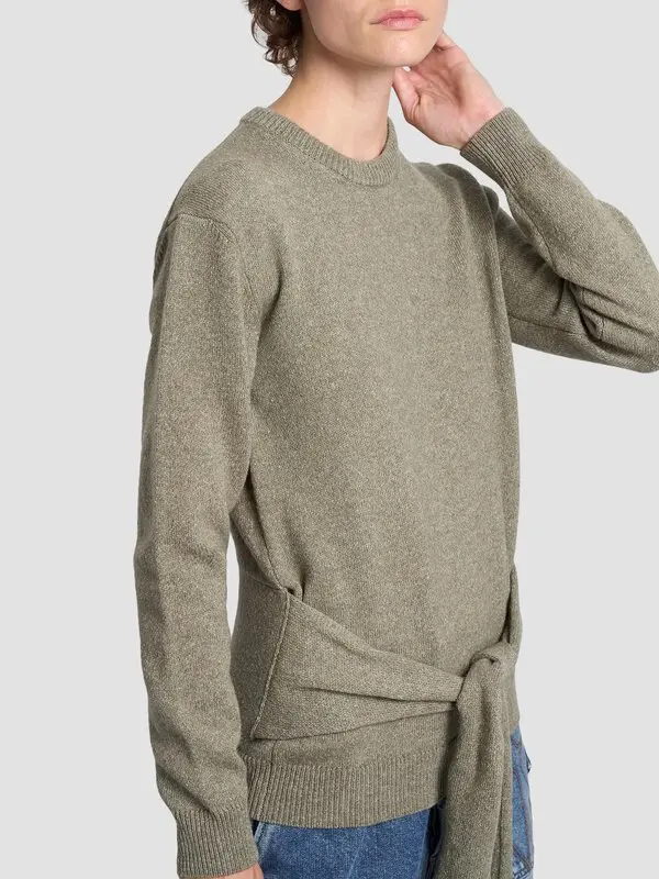 JW Anderson Waist-tie Wool-cotton Crewneck Sweater