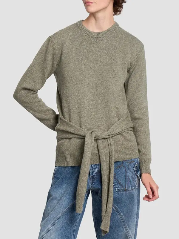 JW Anderson Waist-tie Wool-cotton Crewneck Sweater