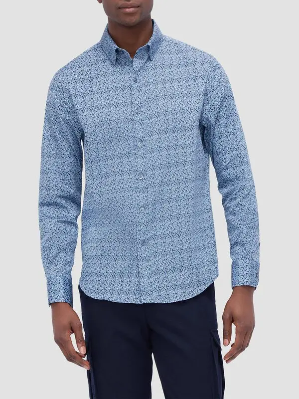 Bugatchi Karl Printed Stretch Cotton Button-front Shirt