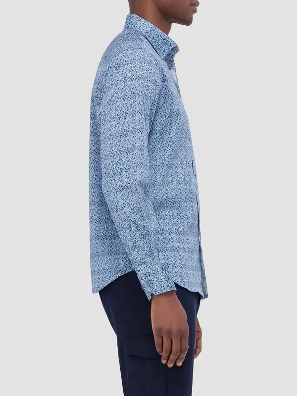 Bugatchi Karl Printed Stretch Cotton Button-front Shirt
