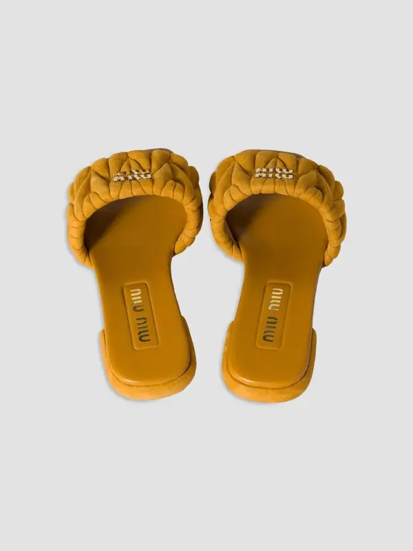 Miu Miu Matelassé Suede Slides