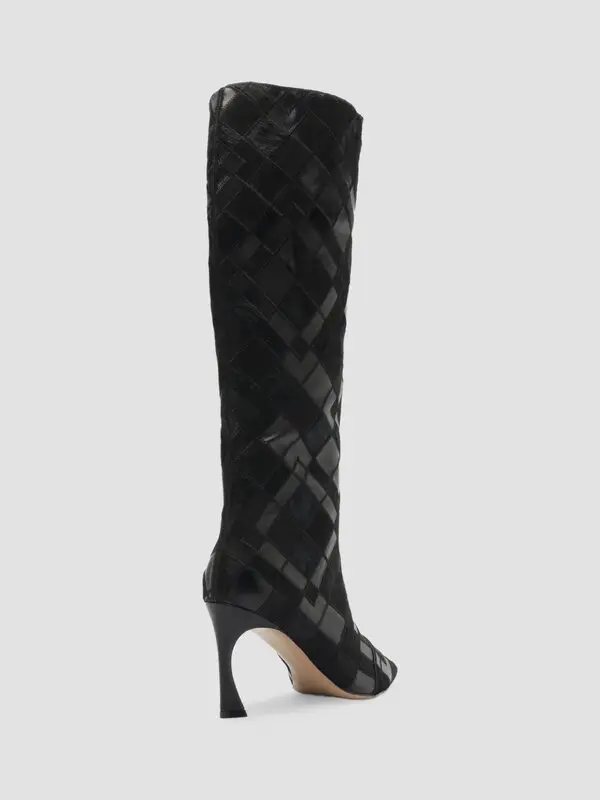 ALEXANDRE BIRMAN Annelise 85mm Leather & Calf Hair Knee-high Boots