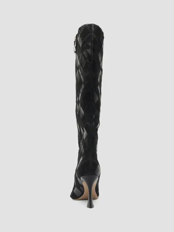 ALEXANDRE BIRMAN Annelise 85mm Leather & Calf Hair Knee-high Boots