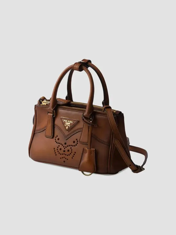Prada Galleria Leather Mini Top Handle Bag - Brown
