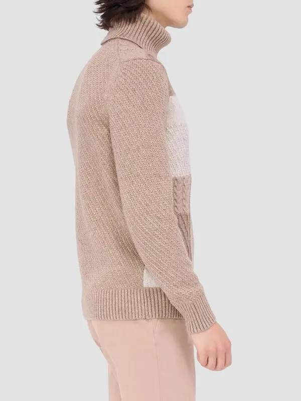 Bugatchi Wool-cotton Patchwork Turtleneck Sweater