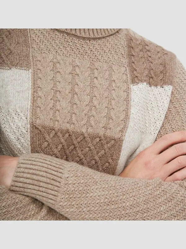 Bugatchi Wool-cotton Patchwork Turtleneck Sweater