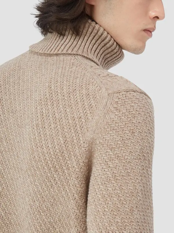 Bugatchi Wool-cotton Patchwork Turtleneck Sweater