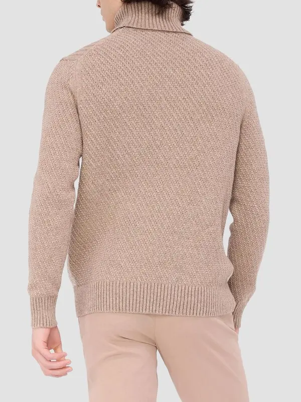 Bugatchi Wool-cotton Patchwork Turtleneck Sweater