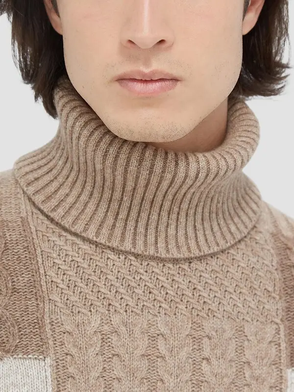Bugatchi Wool-cotton Patchwork Turtleneck Sweater