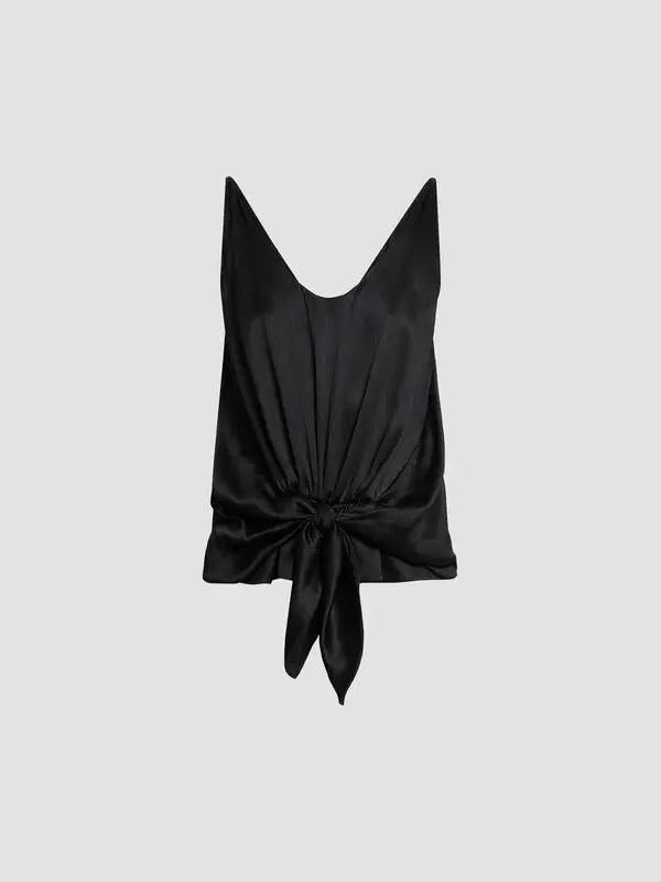 JW Anderson Front-knot Silk Top - Black
