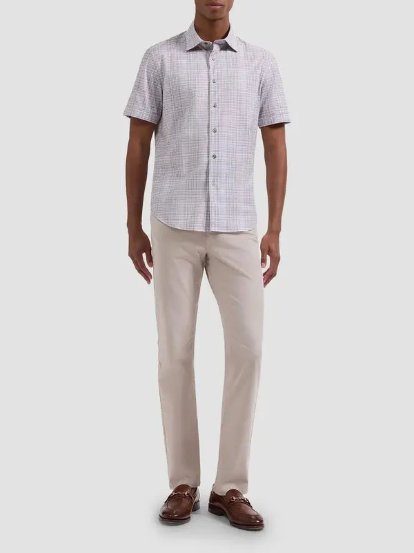 Bugatchi Miles Ooohcotton Short-sleeve Shirt - Limestone
