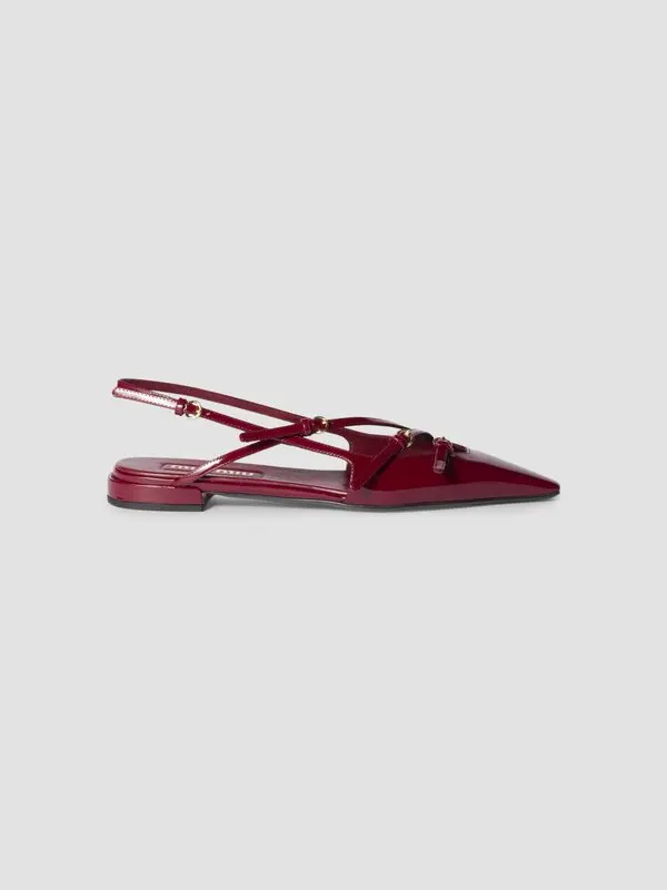 Miu Miu Patent Leather Slingback Ballerinas With Buckles