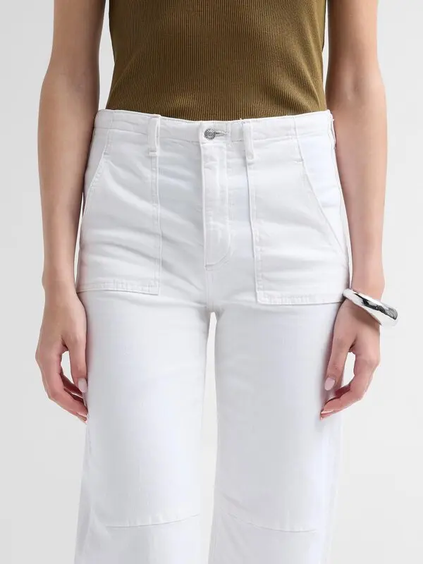 LE JEAN Petite Utility Soft Barrel Jeans - White