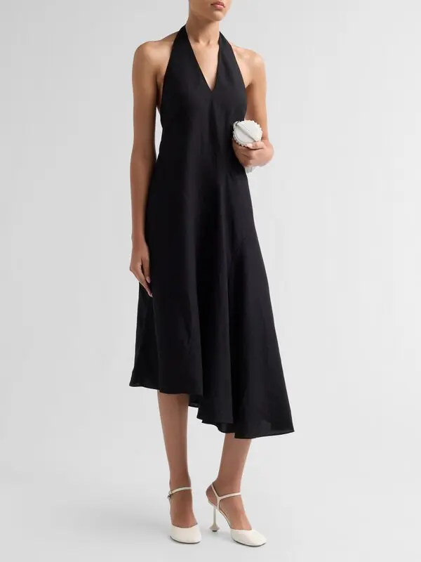 A.L.C. Celina Linen-blend Halter Midi-dress