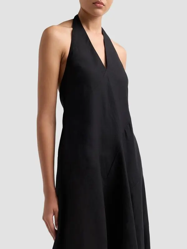 A.L.C. Celina Linen-blend Halter Midi-dress