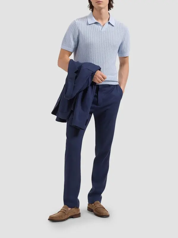 Bugatchi Johnny Collar Cotton-silk Polo Shirt
