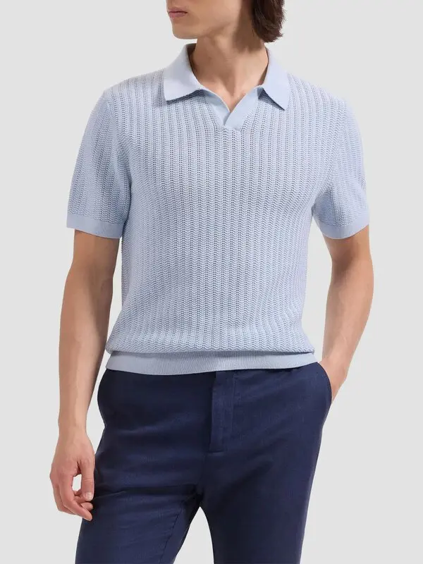 Bugatchi Johnny Collar Cotton-silk Polo Shirt