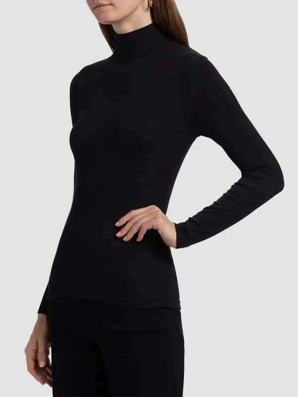 FRAME Fine Rib-knit Turtleneck - Black