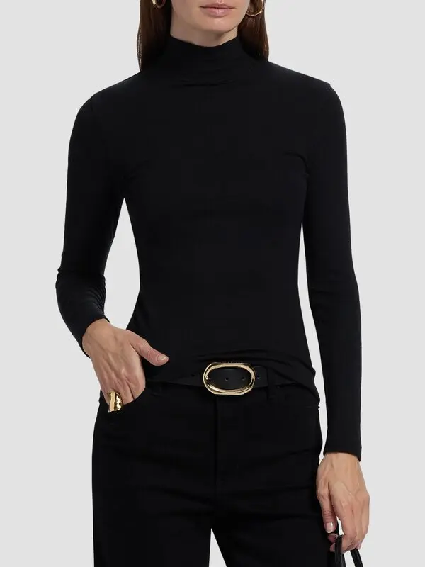 FRAME Fine Rib-knit Turtleneck - Black