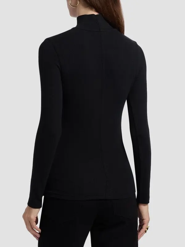FRAME Fine Rib-knit Turtleneck - Black