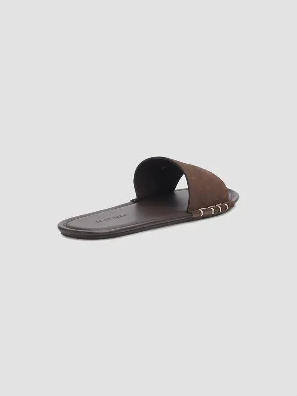 JW Anderson Loafer Suede Slide Sandals - Brown