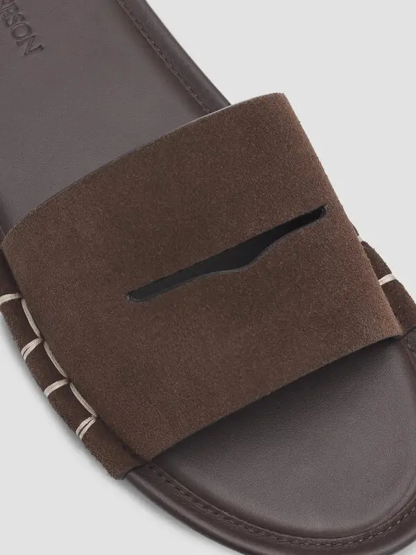 JW Anderson Loafer Suede Slide Sandals - Brown