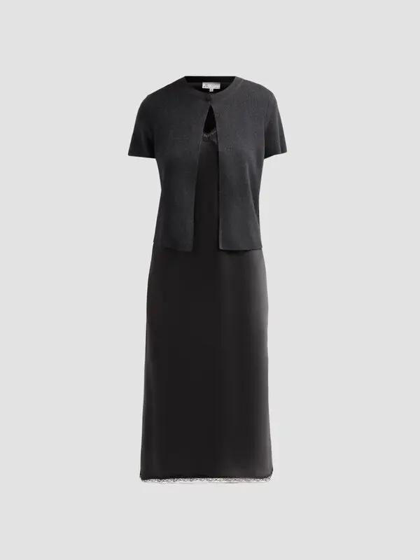 DH New York Viv Lace-trim A-line Midi Dress - Shadow Combo