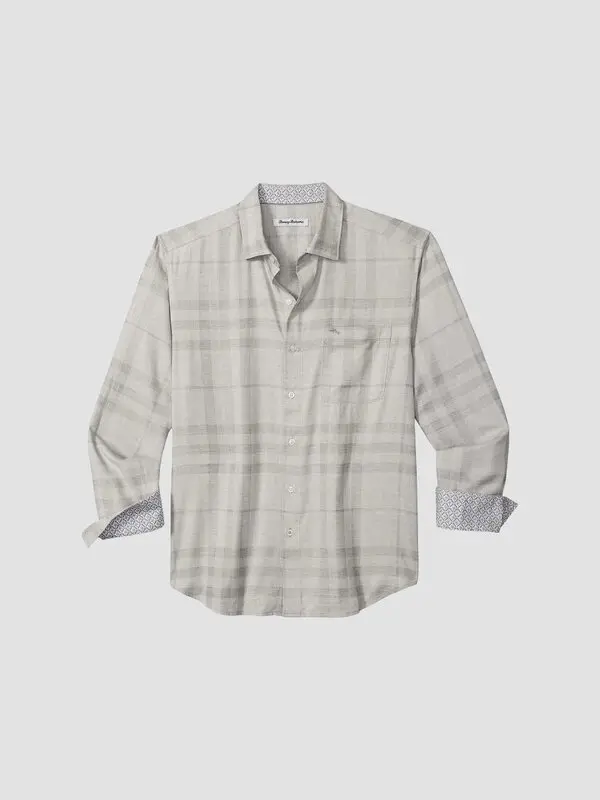 Tommy Bahama Silver Mist Plaid Long-sleeve Shirt
