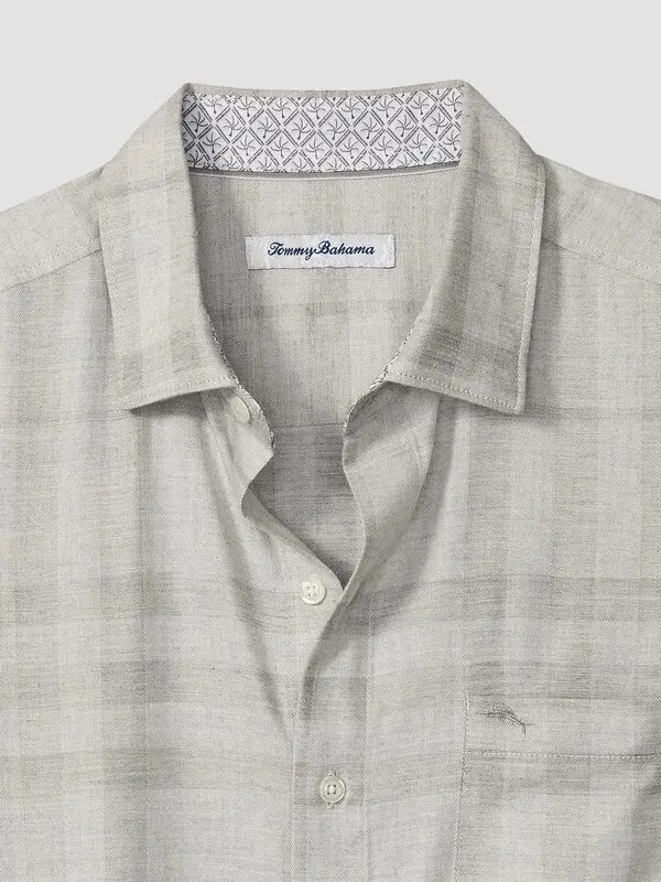 Tommy Bahama Silver Mist Plaid Long-sleeve Shirt