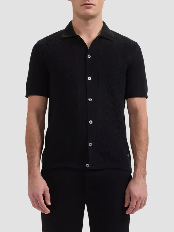 Bugatchi Button-front Cotton Sweater - Black