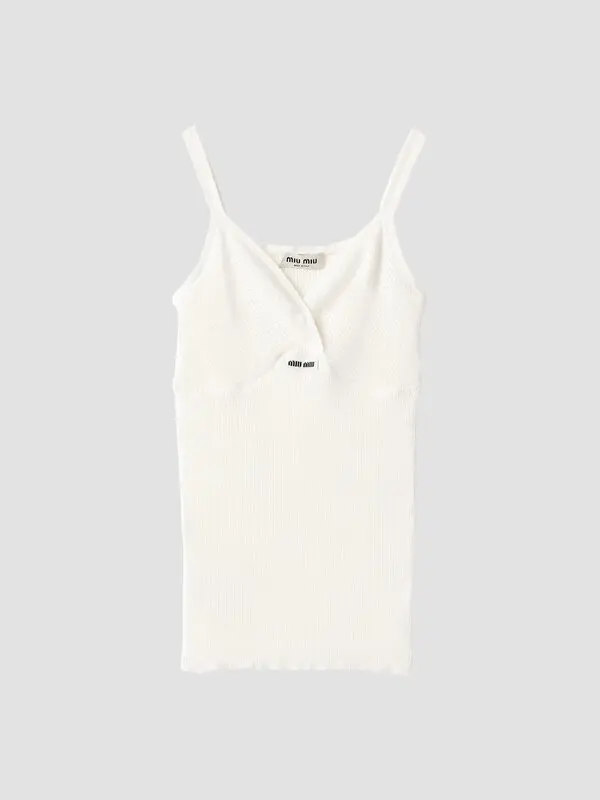 Miu Miu Cotton Knit Top - White