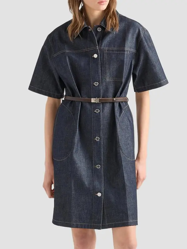 Prada Belted Denim Dress