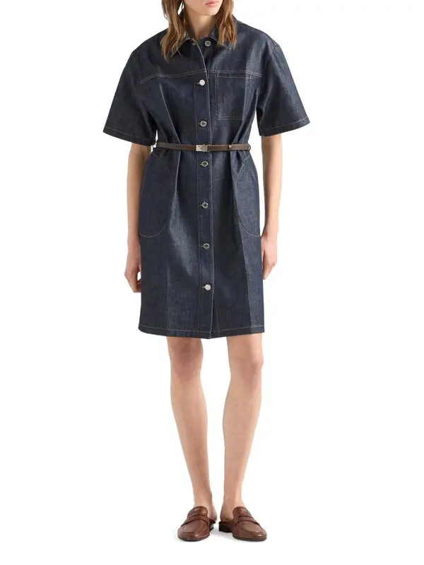 Prada Belted Denim Dress