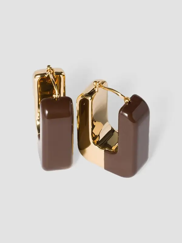 Miu Miu Enameled Metal Earrings - Brown