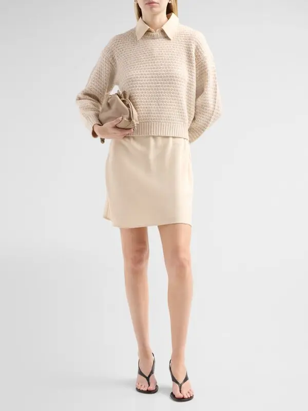 DH New York Sab Layered Mixed-media Mini Sweaterdress