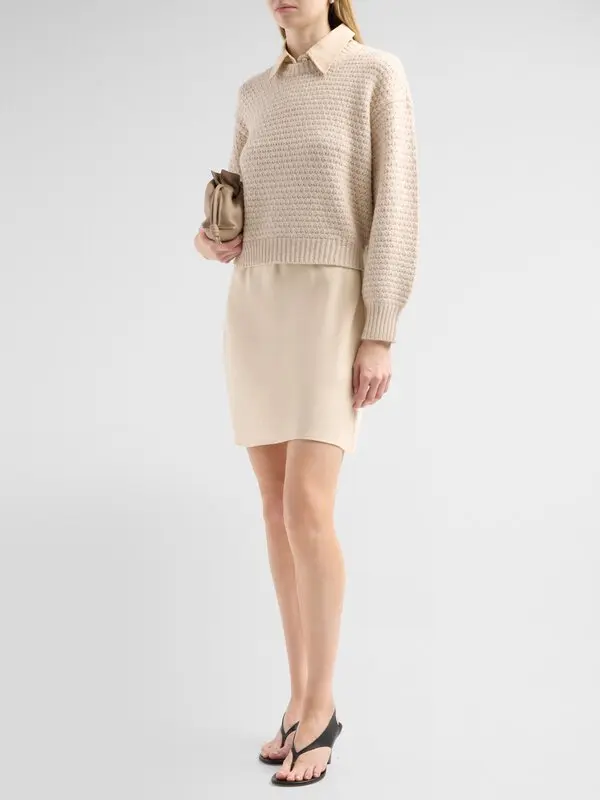 DH New York Sab Layered Mixed-media Mini Sweaterdress