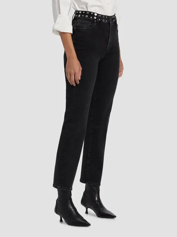 FRAME Le Sleek Studded Stretch Straight-leg Jeans